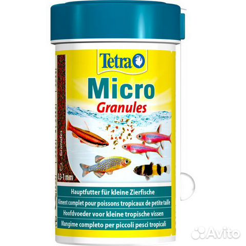 Корм для мелких рыбок tetra micro granules 100 мл